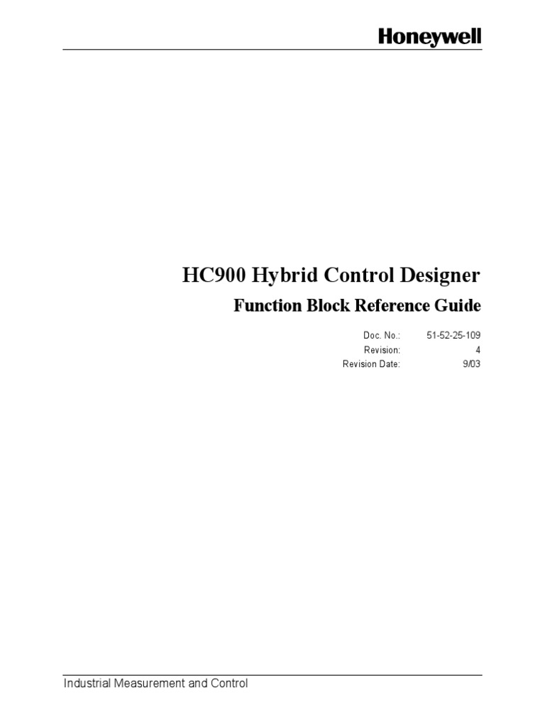 HC900 Hybrid Control Designer Function Block Reference Guide | PDF | Parameter (Computer ...