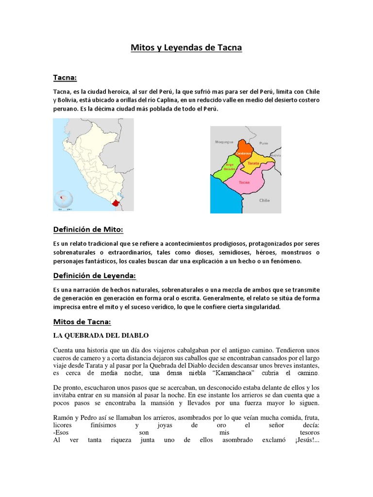 Mitos y Leyendas de Tacna | PDF | Religión y creencia