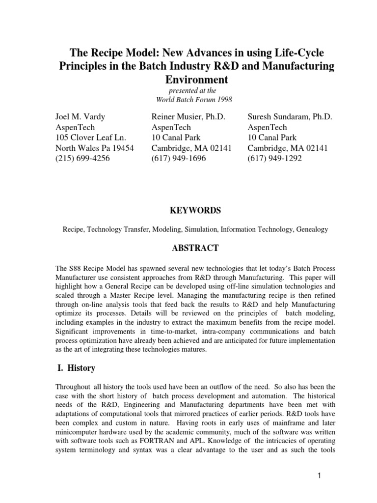 Batch Paper Pdf Scheduling Production Processes Simulation