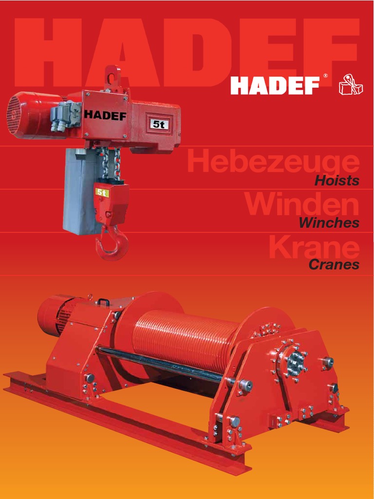 Catalogo Hadef Product Overview | PDF | Crane (Machine) | Manufactured ...