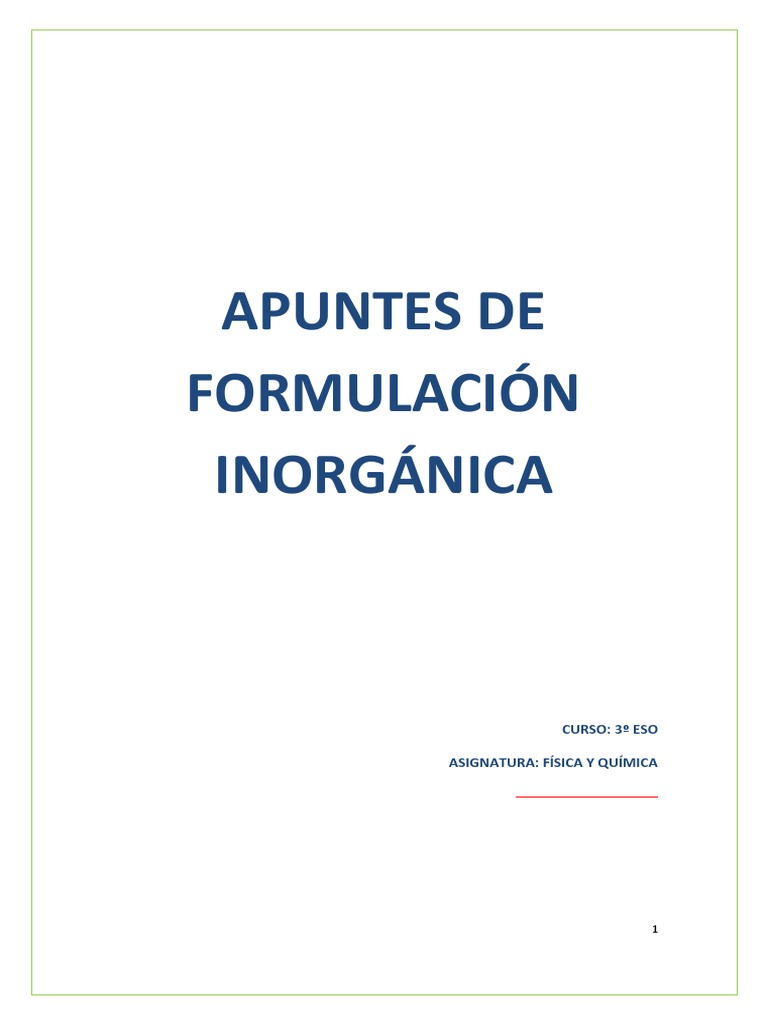 Formulacion Quimica 3eso | PDF | Hidróxido | Átomos