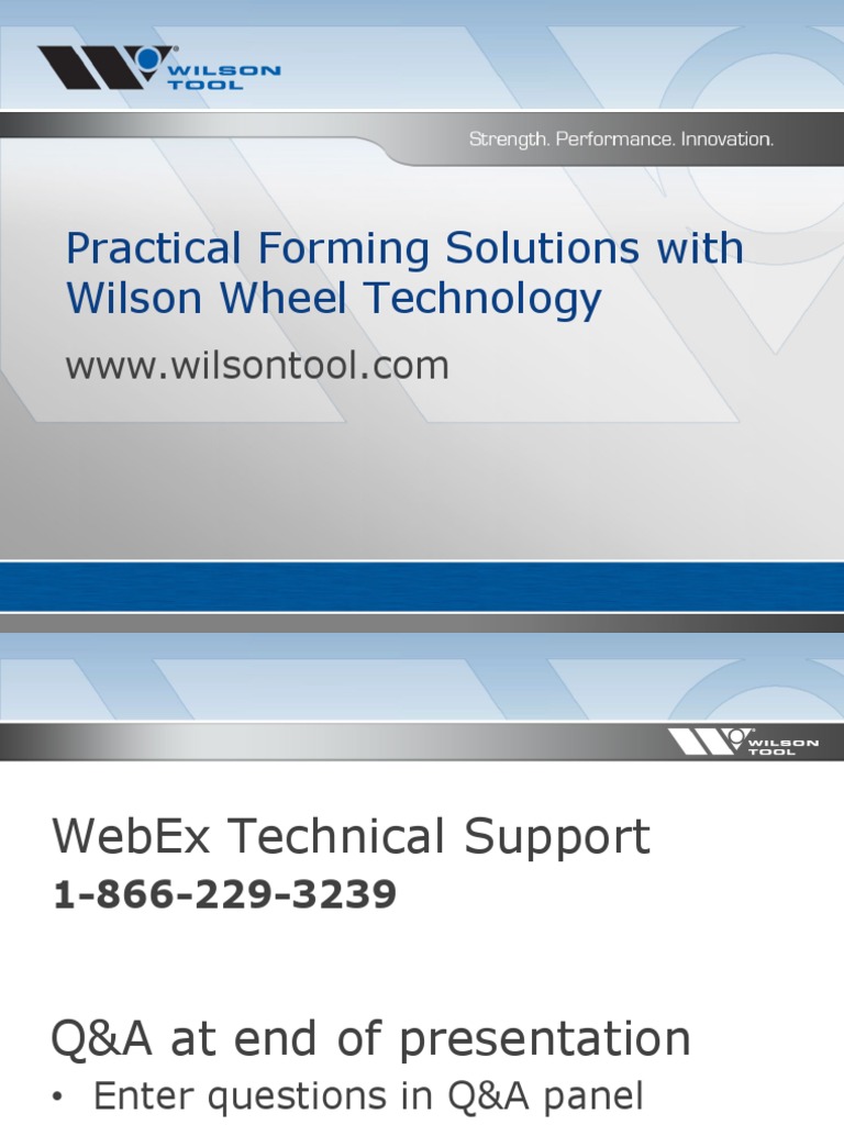 Wilson Tool Wheel Tool Webinar | PDF | Sheet Metal | Rolling (Metalworking)