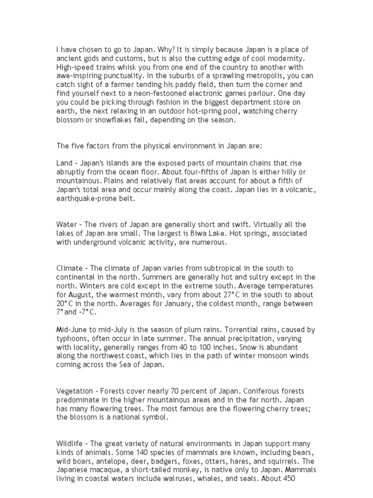 Geography Dream Vacation Assignment | PDF | Japan | Tokyo