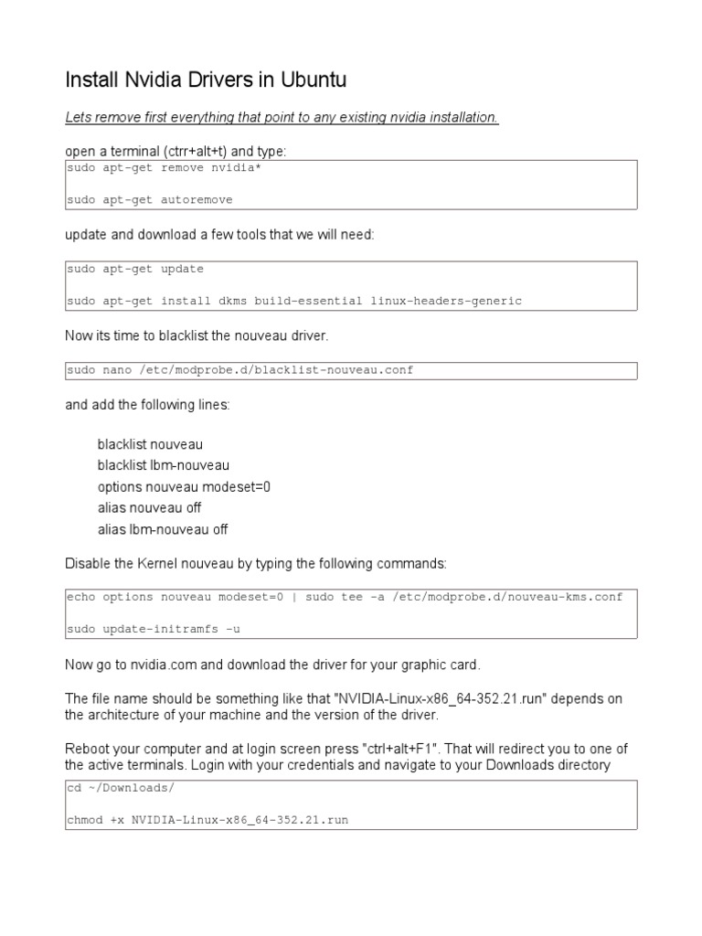 Install Nvidia Drivers in Ubuntu | PDF | Booting | Device Driver
