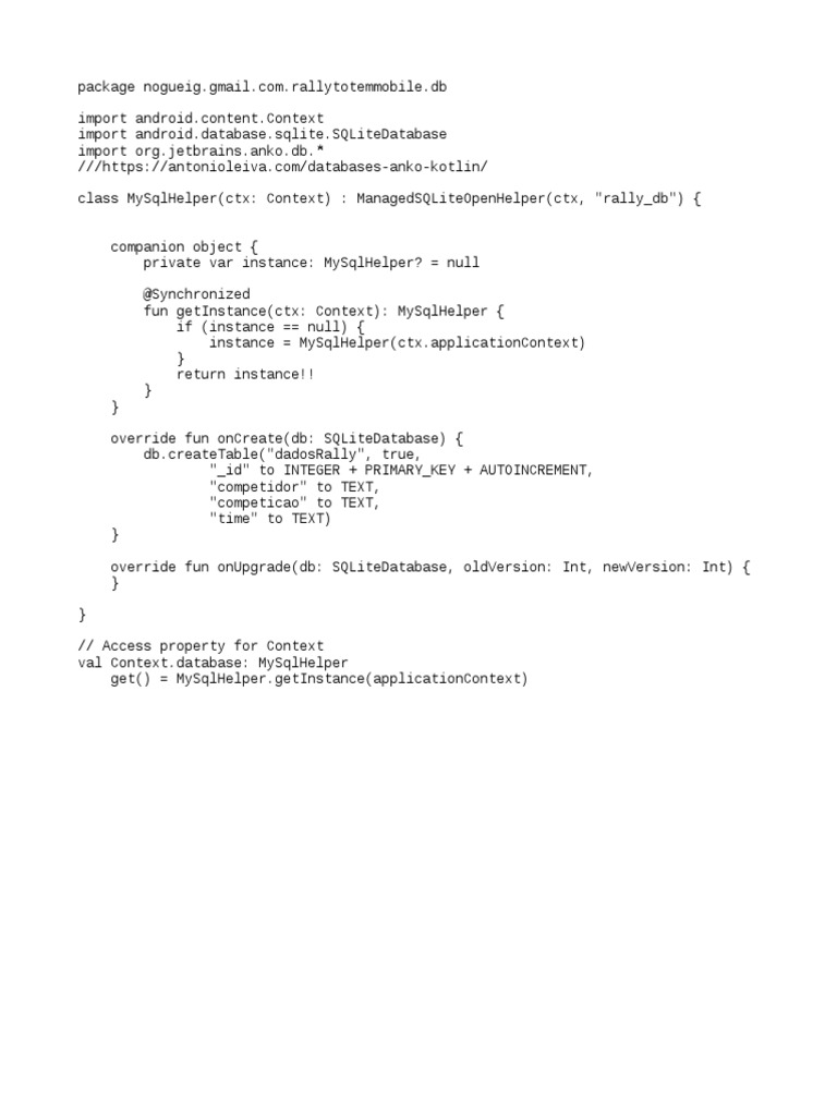 Creating a Singleton Database Helper Class to Manage an SQLite Database in Android | PDF ...