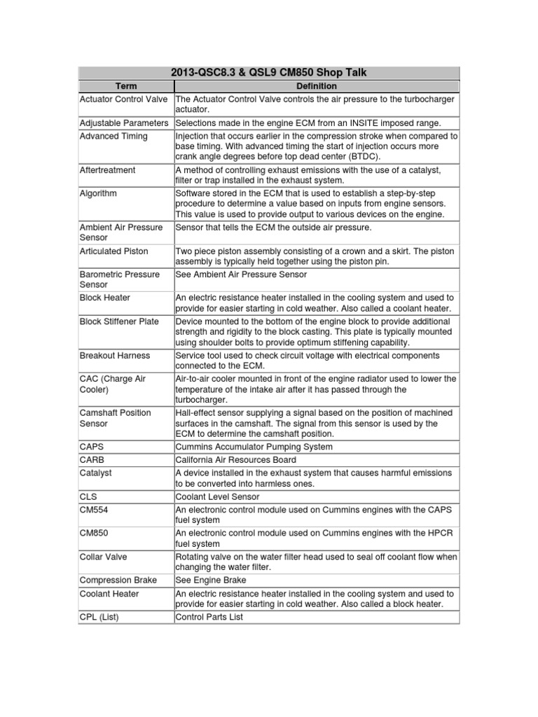 2013-QSC8.3 & QSL9 CM850 Shop Talk | PDF | Internal Combustion Engine ...