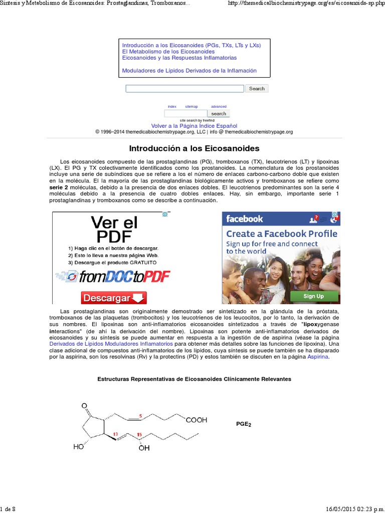 Síntesis y Metabolismo de Eicosanoides - Prostaglandinas, Tromboxanos ...