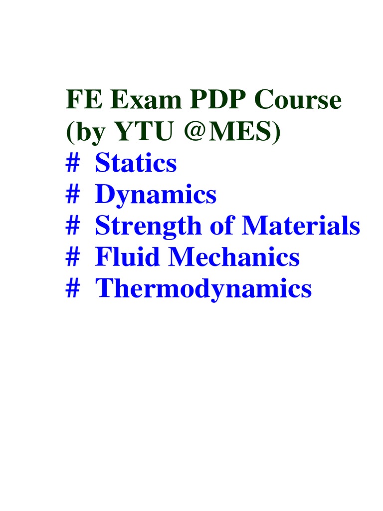 00 FE Exam Course by YTU (MES) | PDF
