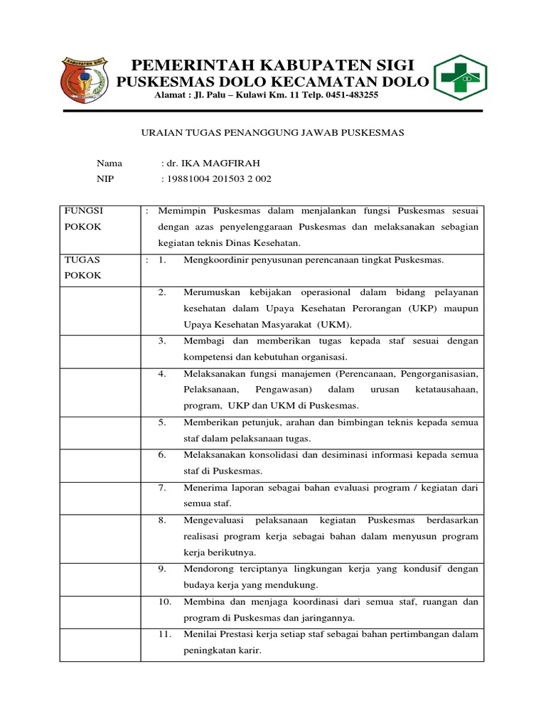 Uraian Tugas PJ PKM | PDF