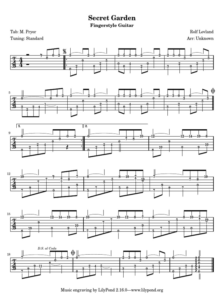 Secret Garden Tab | PDF | Chordophones | Musical Instruments