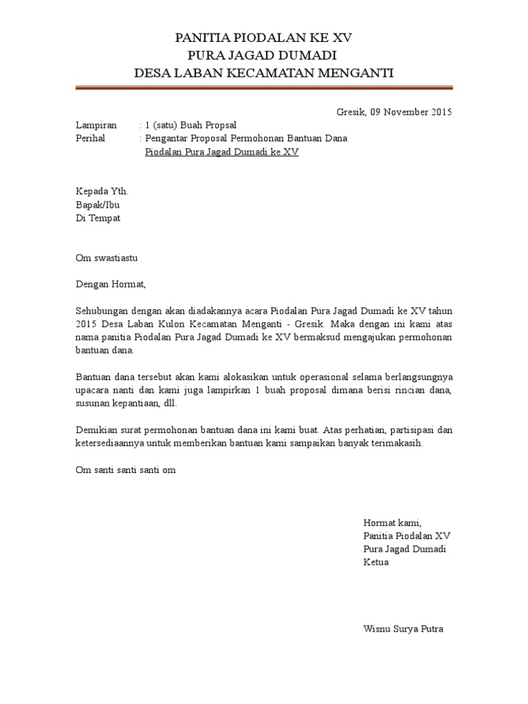 Surat Pengantar Proposal | PDF