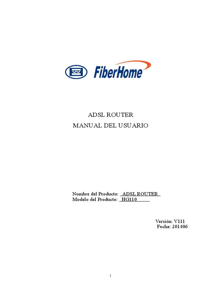 HG110-ADSL Wireless Router Manual Del Usuario (Fiberhome) | PDF ...