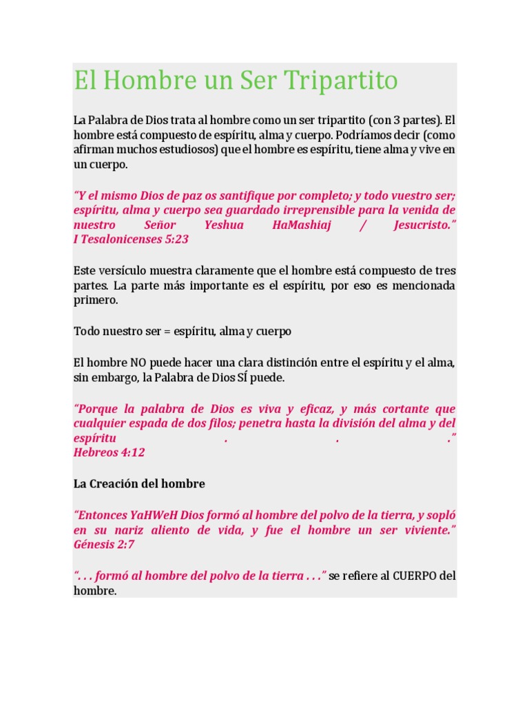 El Hombre Un Ser Tripartito | Víspera | Soul