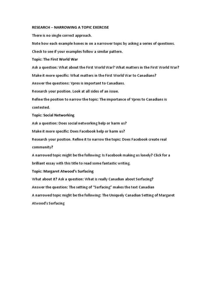 RESEARCH Narrowing A Topic | PDF