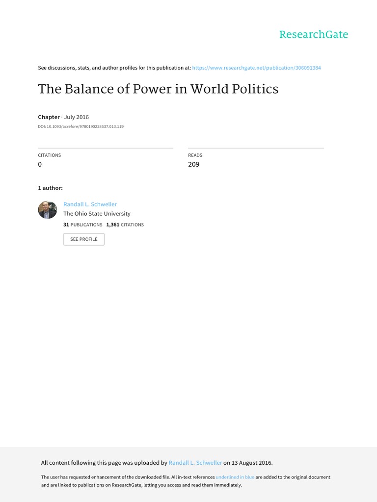The Balance of Power in World Politics T | PDF | International ...