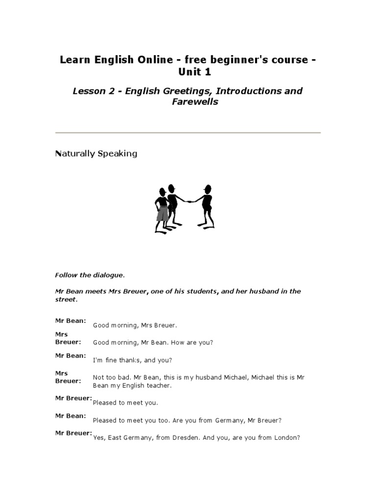 Lesson 2 - English Greetings, Introductions and Farewells | PDF