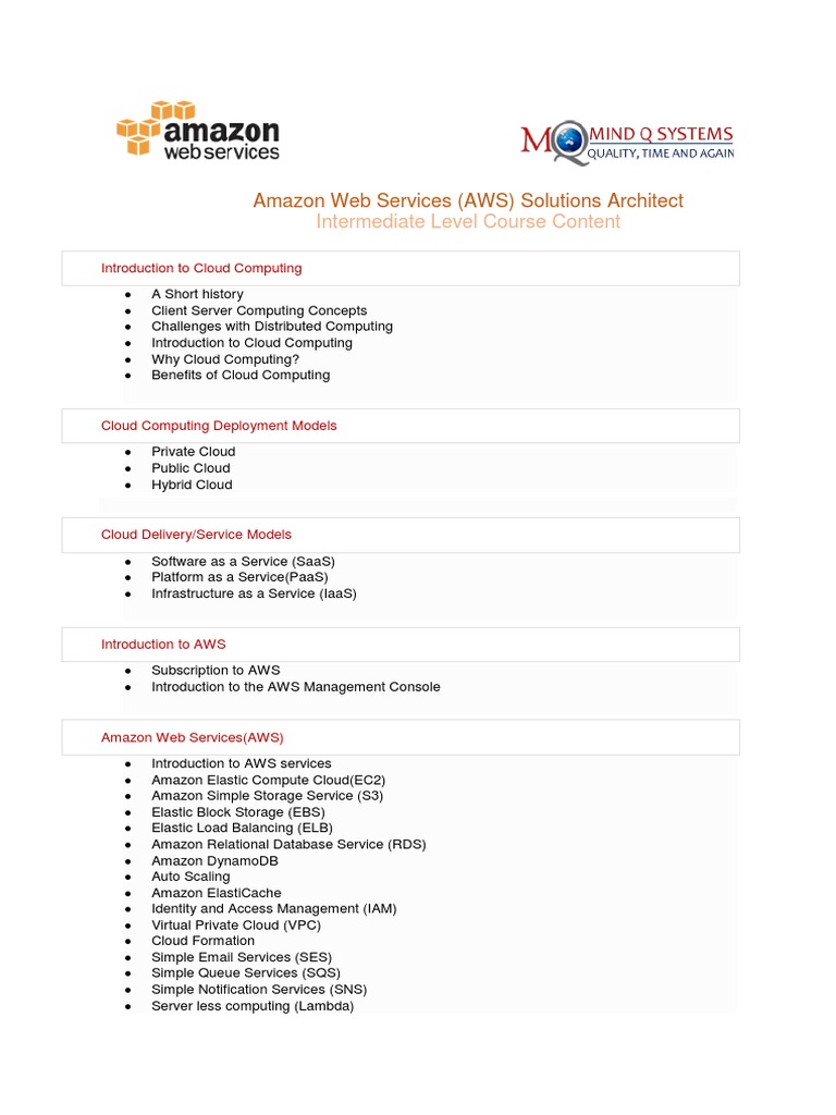 AWS Course Content MindQfghfg | PDF | Cloud Computing | Load Balancing ...