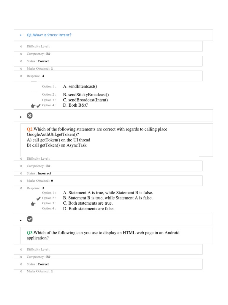 Android Question Basics | PDF | Android (Operating System) | Areas Of ...