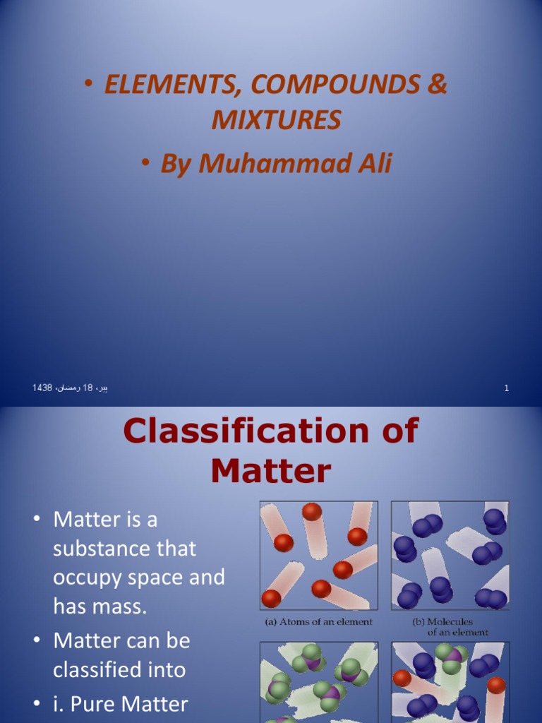 ELEMENTS COMPOUNDS AND MIXTURES.ppt | Chemical Compounds | Chemical ...