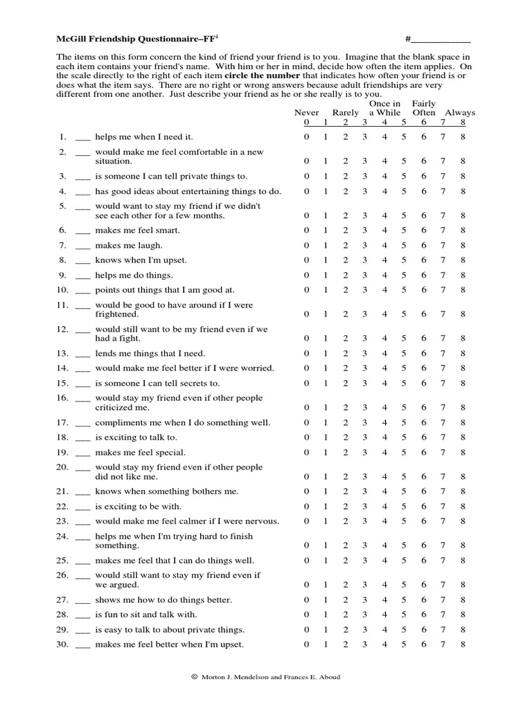 MFQ-FF 30 Items | PDF | Questionnaire
