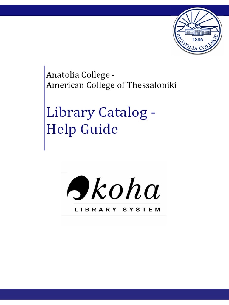Anatolia Libraries - Catalog Help Guide | PDF | Index Term | Libraries