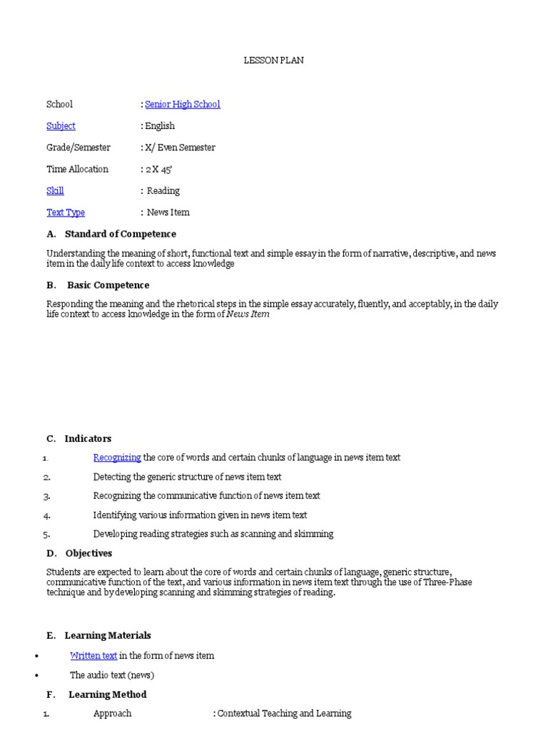 Lesson Plan | PDF | Lesson Plan | Speed Reading
