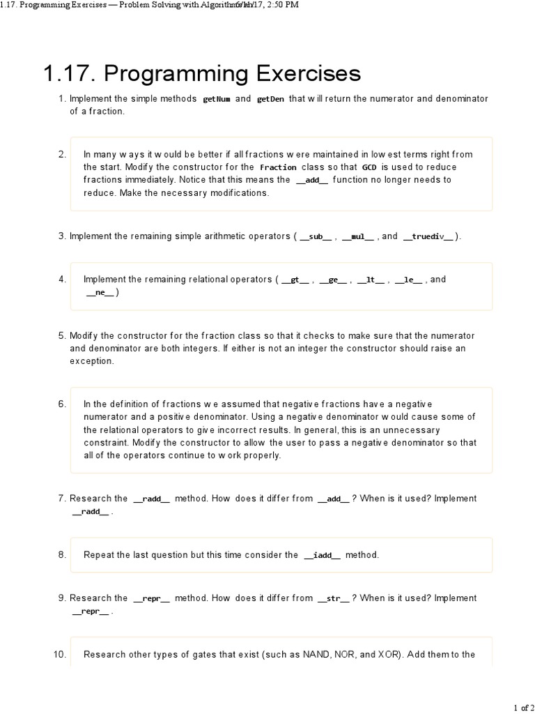 117 Programming Exercises Problem Solving With Algorithms And Data Structures Pdf 