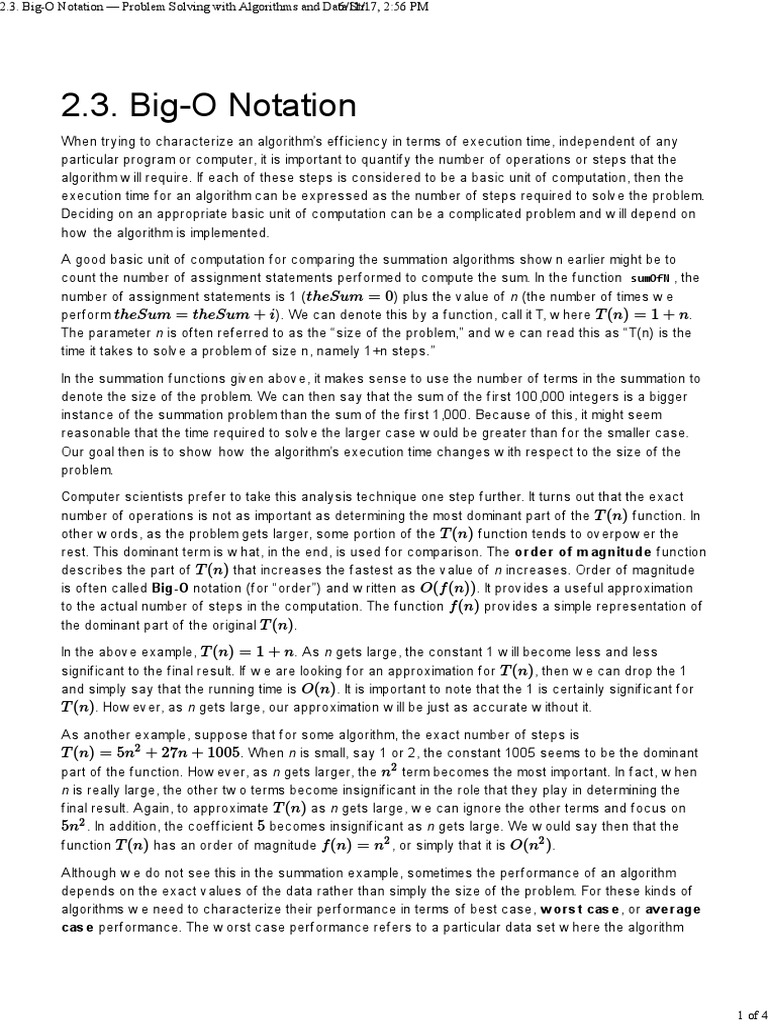 2.3. Big-O Notation - Problem Solving With Algorithms and Data ...