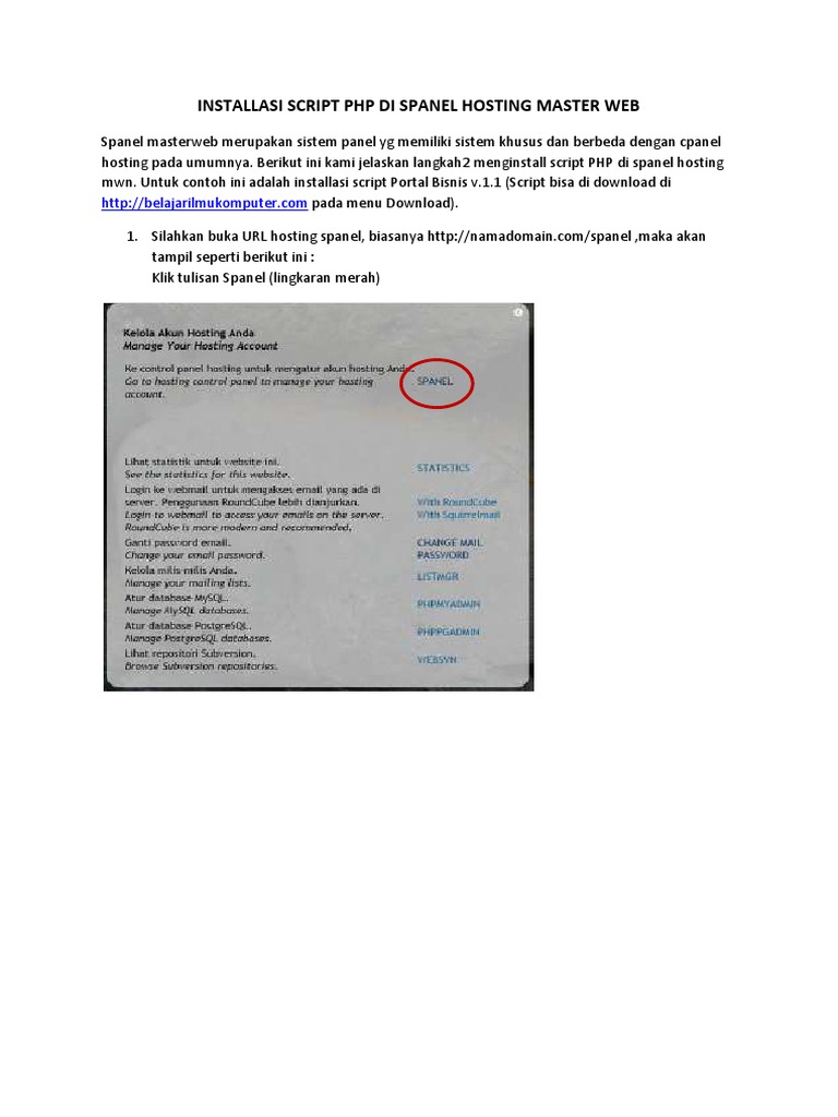 Panduan Instalasi PHP di Spanel Hosting | PDF