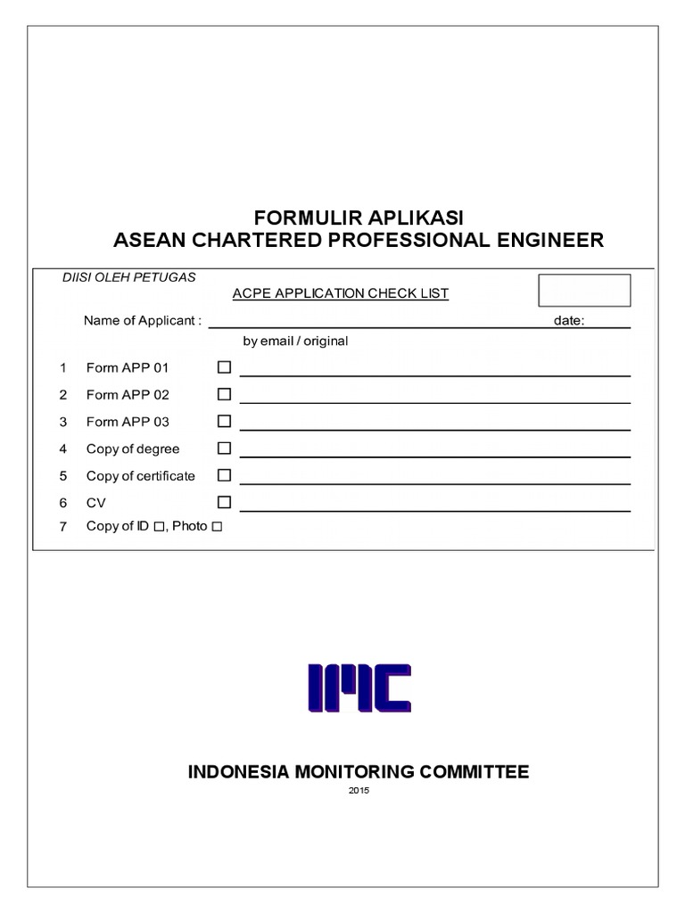 ACPE Application Form for Engineers | PDF | Engineer | Science And ...