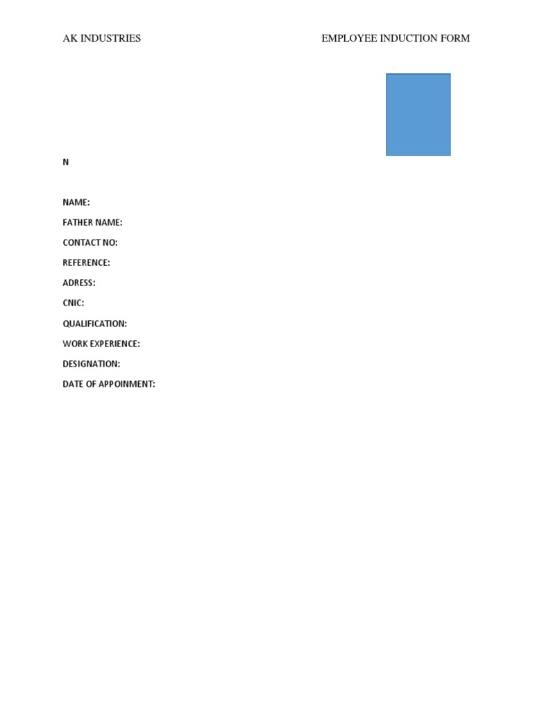 Ak Industries Employee Induction Form | PDF