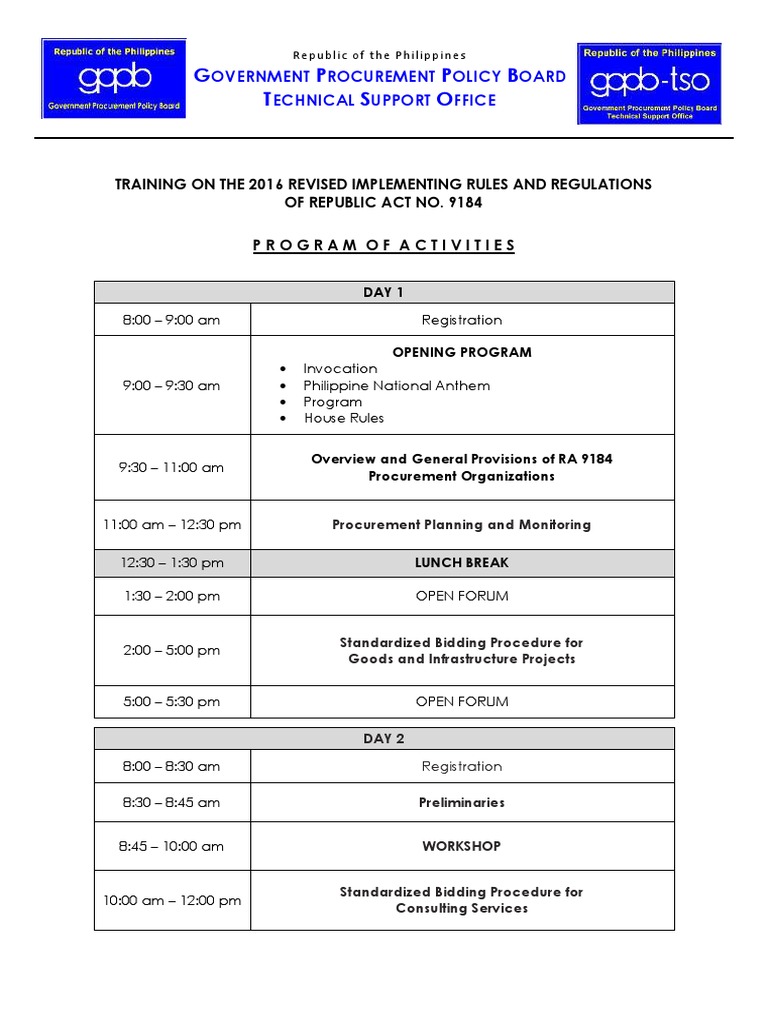 Final 2017 Roll-Out Training - Program | PDF | Procurement | Government