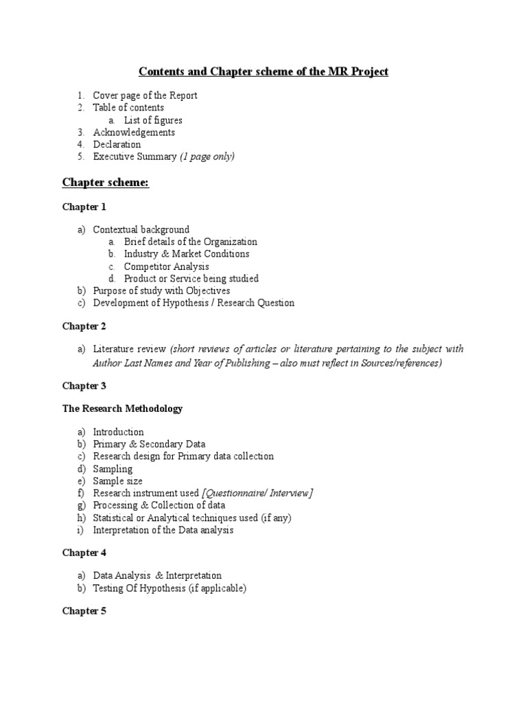 Contents and Chapter Scheme of The MR Project | PDF