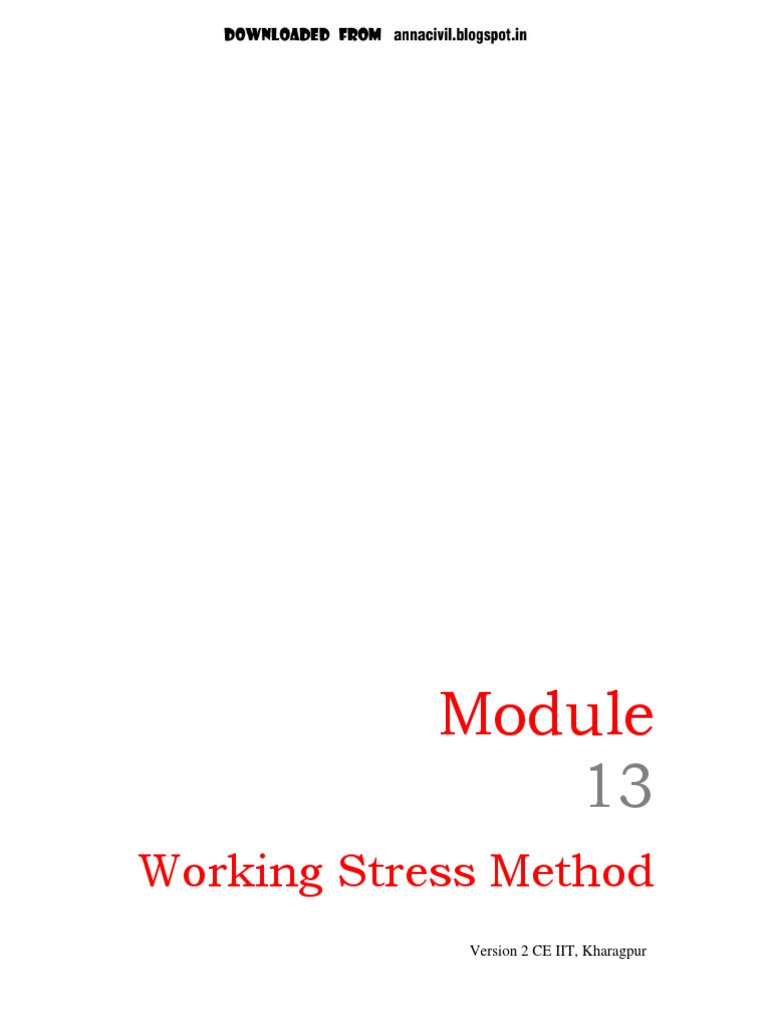 Working Stress Method: Version 2 CE IIT, Kharagpur | PDF | Bending ...