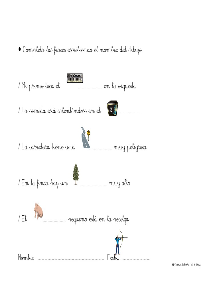 Completar Frases Con Dibujos PDF | PDF