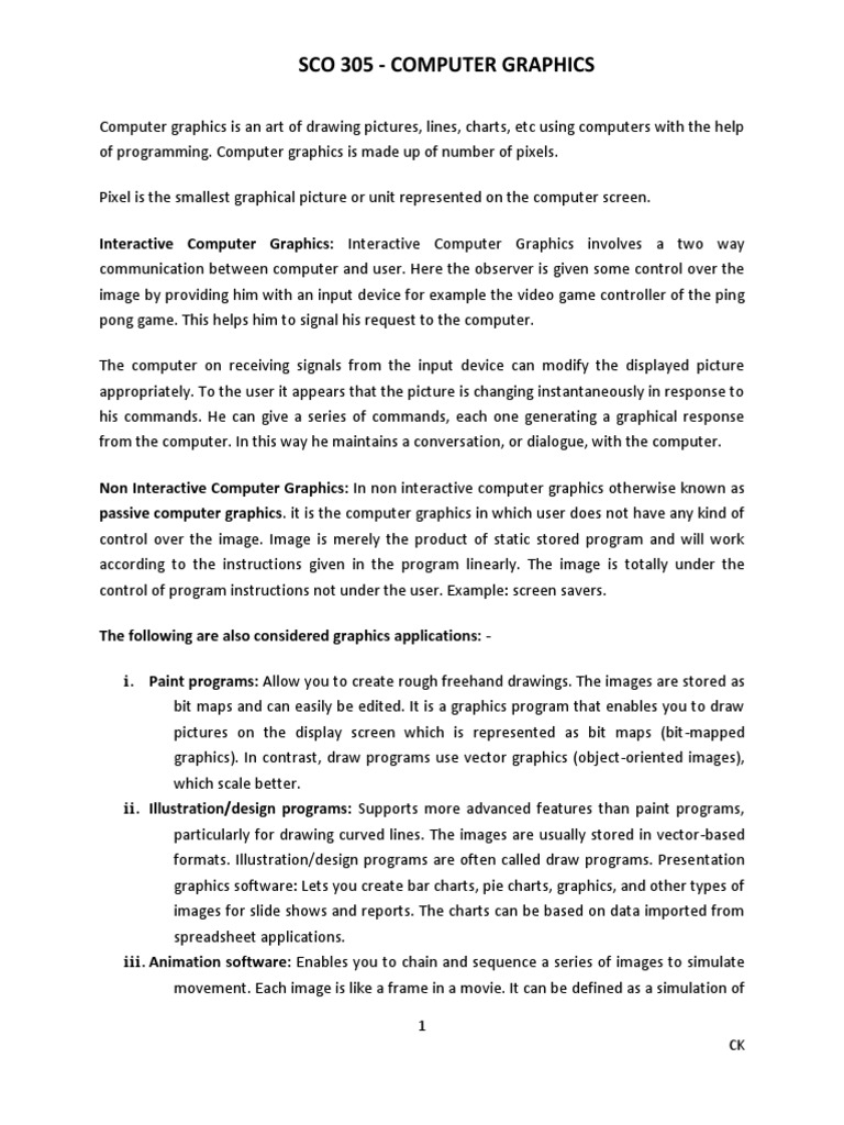Part 2 - Computer Graphics - Notes | PDF | Computer Monitor | Computer ...