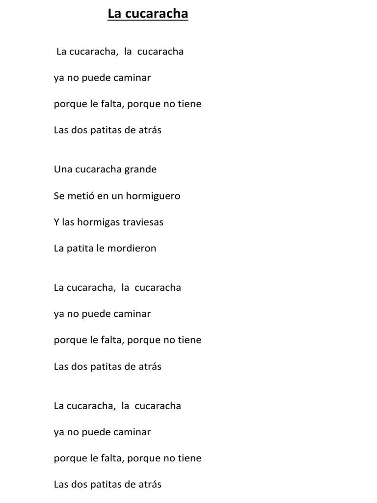 La Cucaracha: Letra y Versión Completa | PDF