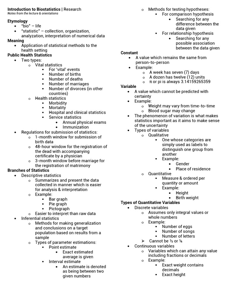 Introduction To Biostatistics Research Etymology Notes From The