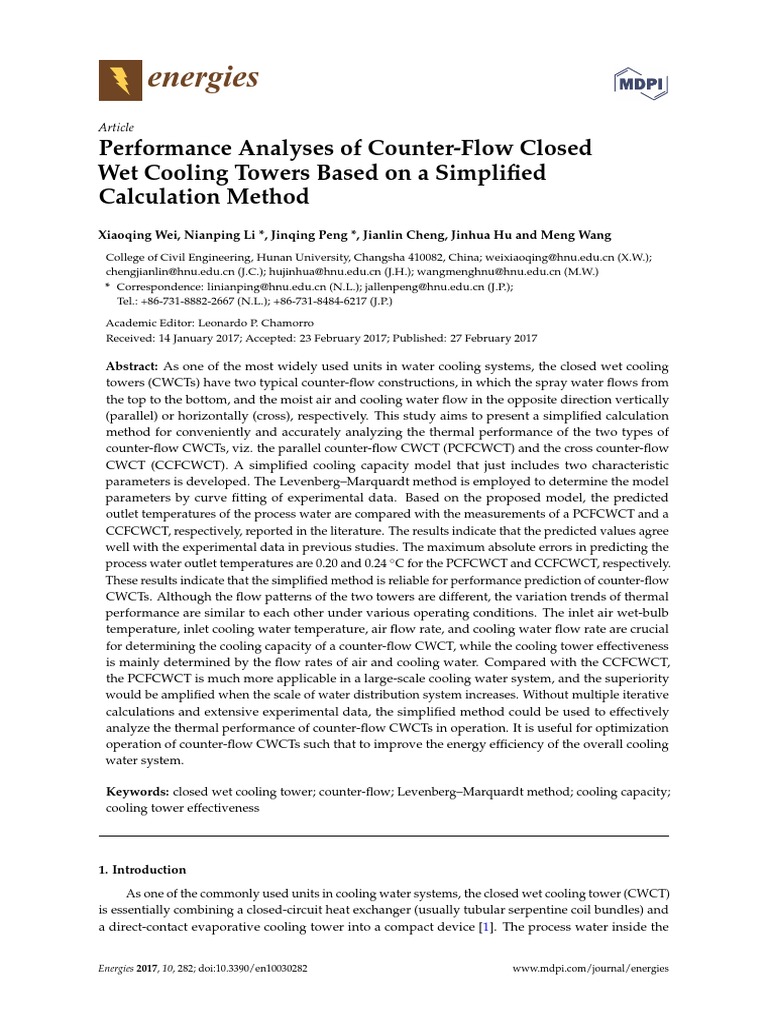 Performance Analyses of Counter-Flow Closed Wet Cooling Towers Based On ... Performance Analyses of Counter-Flow Closed Wet Cooling Towers Based On ...