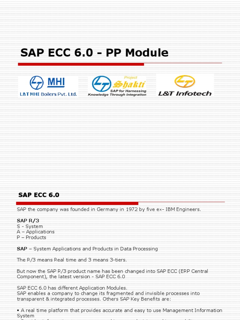 SAP ECC 6.0 Production Planning Overview | PDF | Information Technology ...