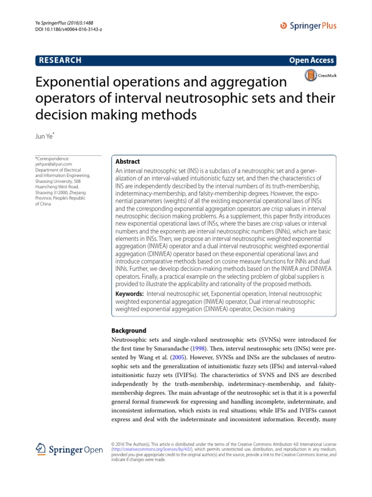 Exponential Operations and Aggregation Operators of Interval Neutrosophic Sets and Their ...