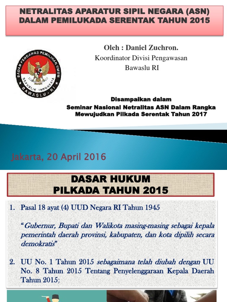 Netralitas Asn Dalam Pilkada | PDF