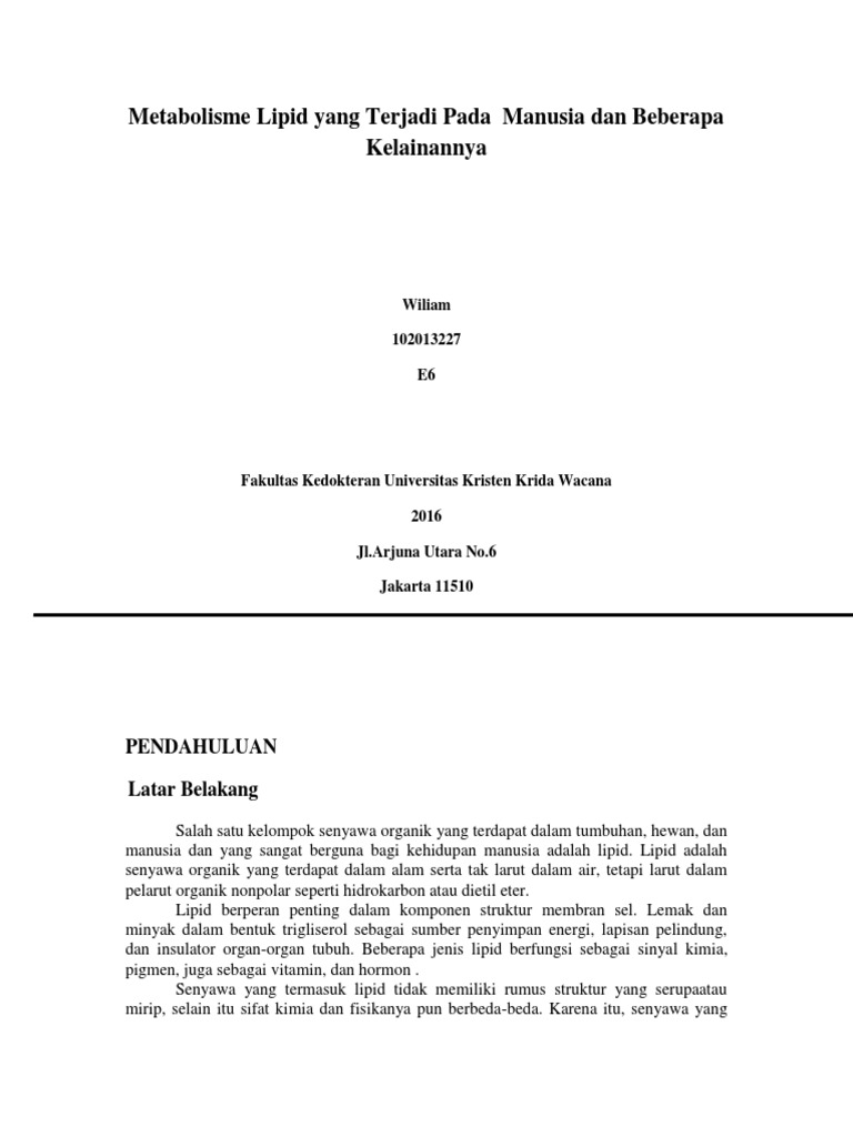 Makalah Metabolisme Lipid | PDF | Kesehatan Holistik