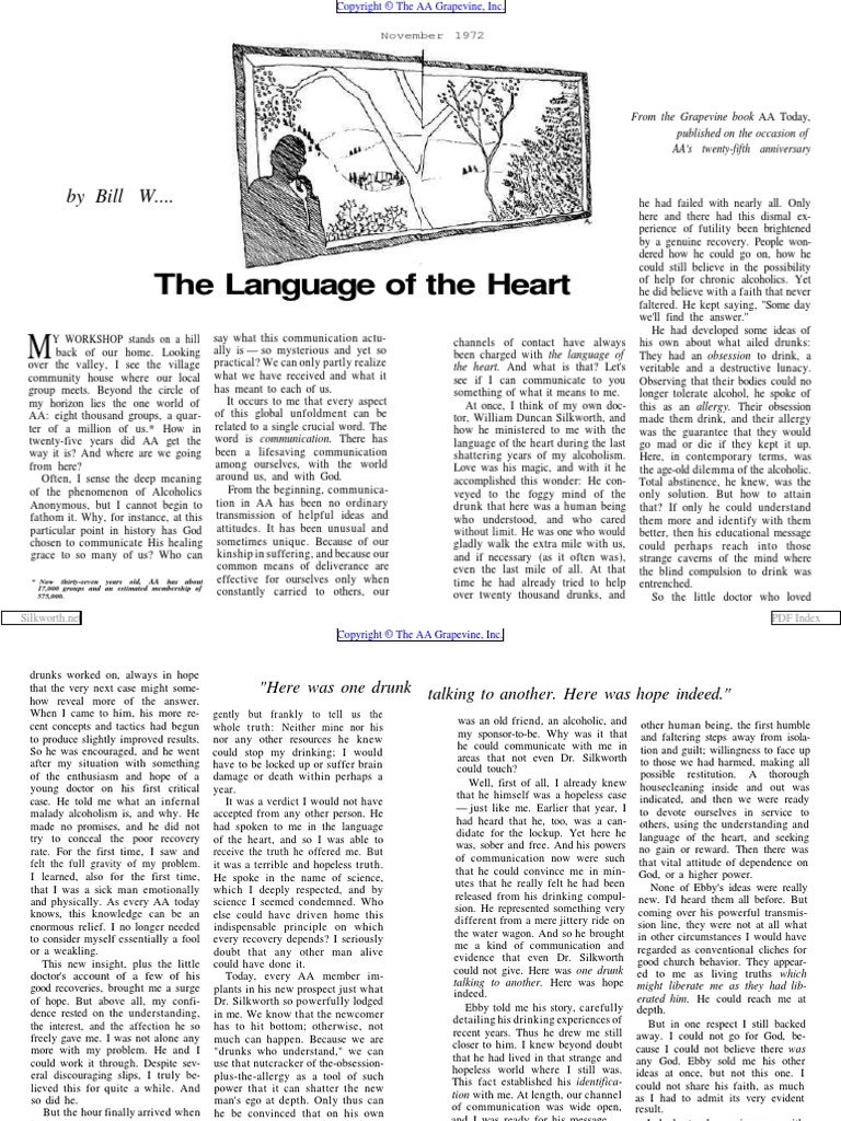 The Language of The Heart Nov 1972 | PDF | Alcoholics Anonymous ...