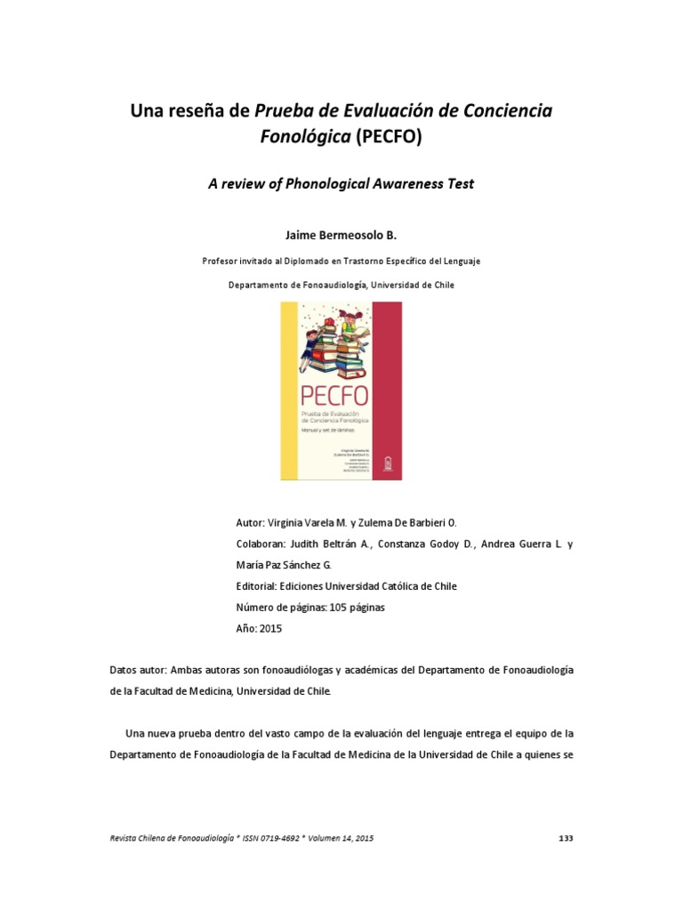 Evaluación de Conciencia Fonológica PECFO | PDF | Sílaba | Vocal