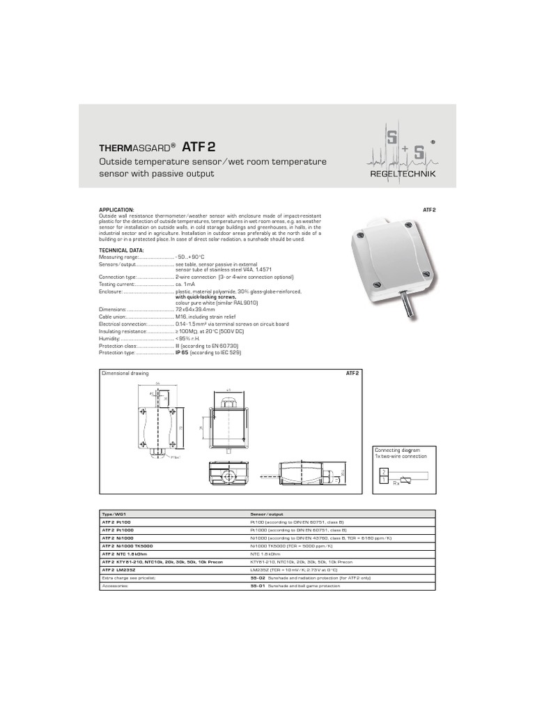 Att. 1_Data Sheet Temperature Sensor ATF 2-S+S.pdf | Vacuum Tube | Pipe ...