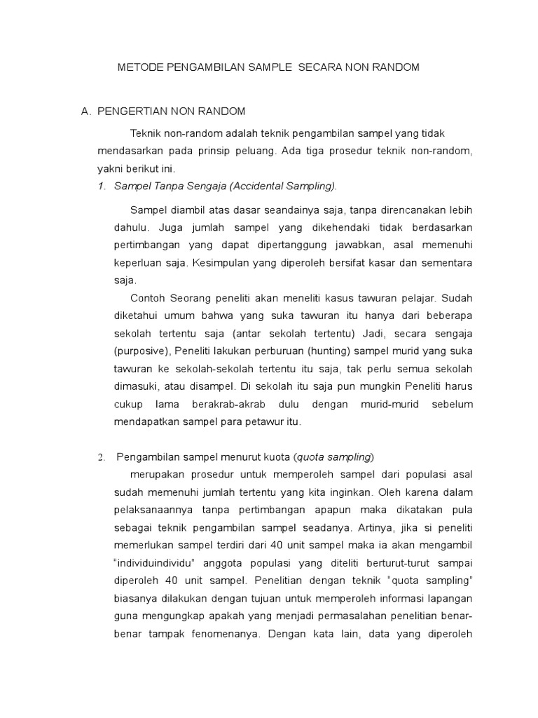 Metode Non Random Sampling dalam Penelitian | PDF | Sains & Matematika