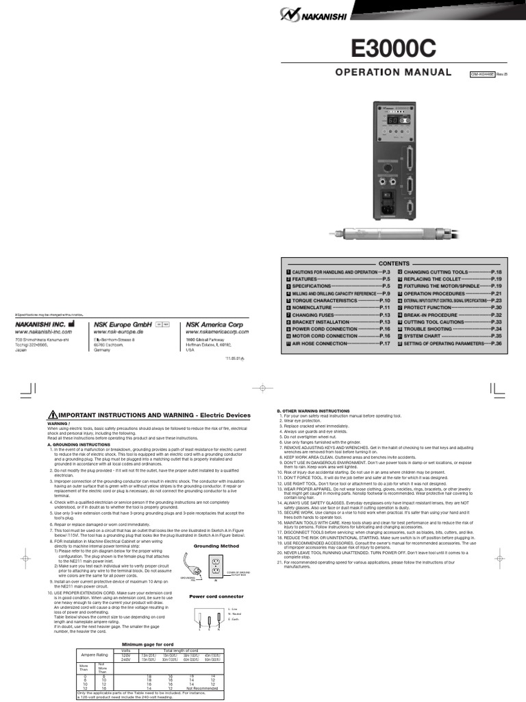 Nakanishi E3000 Controller Manual | PDF | Electrical Connector | Relay