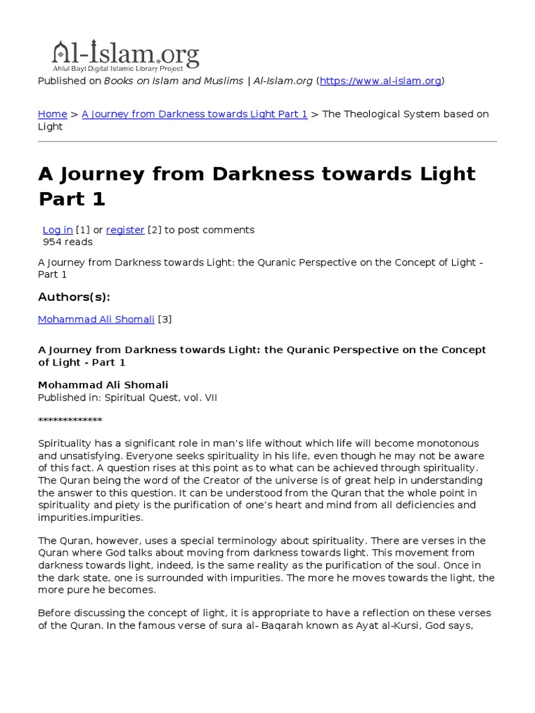 A Journey From Darkness Towards Light Part 1 | PDF | Quran | Islam