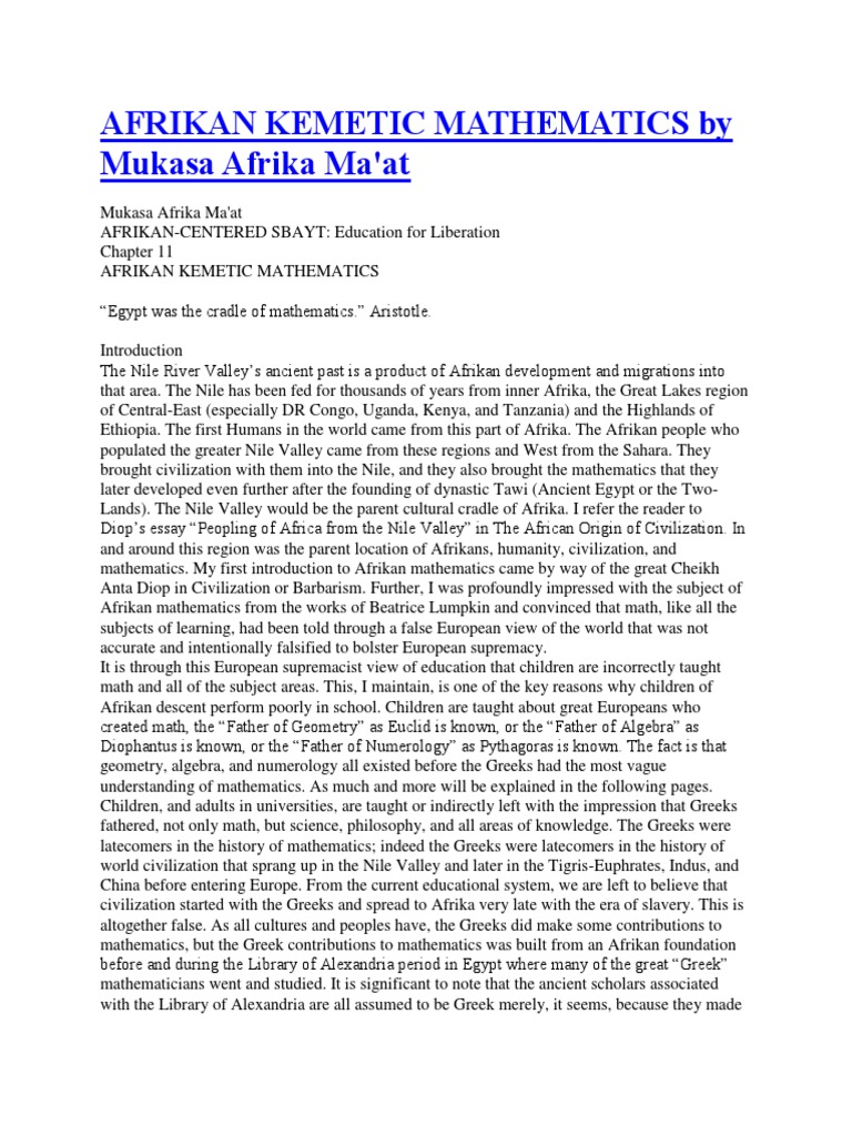 Afrikan Foundations of Mathematics | PDF | Egyptian Pyramids | Anno Domini